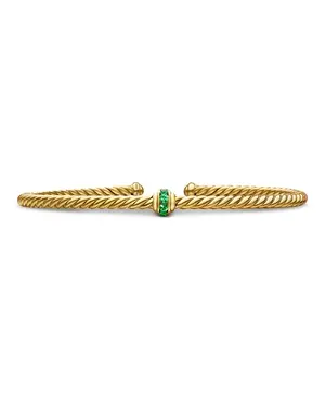 David Yurman David Yurman 18k Yellow Gold Cable Classics Bracelet Green/gold
