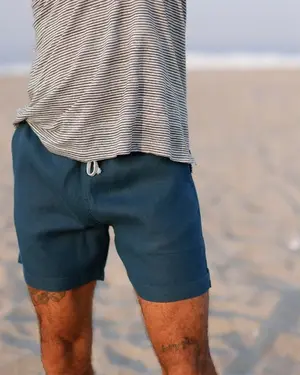 ALEX CRANE Bo Linen Drawstring Shorts - Dusk