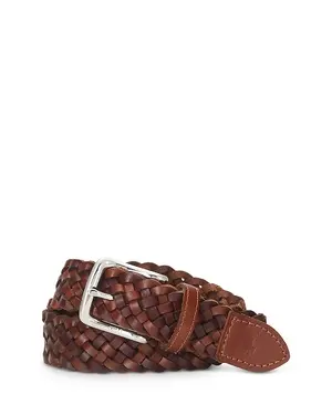 Polo Ralph Lauren Braided Leather Belt - Saddle/dark Brown
