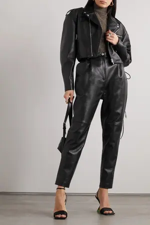 Magda Butrym Leather Tapered Cropped Trousers