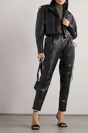 Magda Butrym Leather Tapered Cropped Trousers