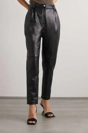 Magda Butrym Leather Tapered Cropped Trousers