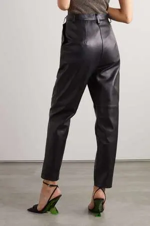 Magda Butrym Leather Tapered Cropped Trousers