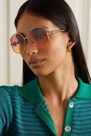 Loewe Oversized Round-frame Gold-tone Sunglasses