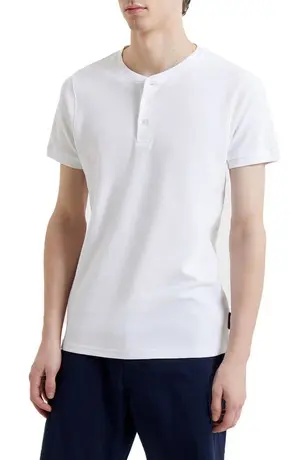 French Connection Micro Piqué Short Sleeve Henley Marine