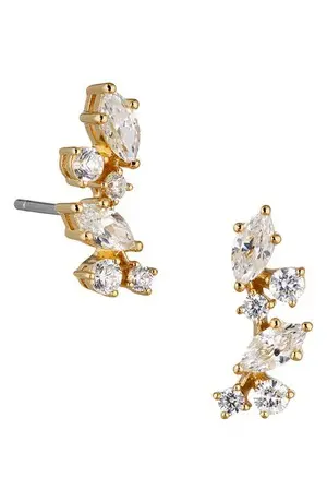 Nadri Flutter Cubic Zirconia Stud Earrings - Gold