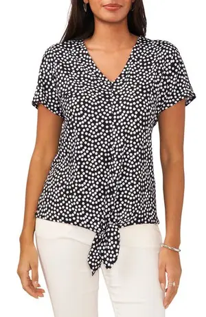 Chaus Polka Dot V-neck Top