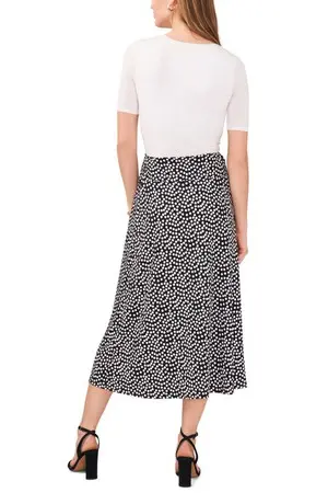 Chaus Polka Dot A-line Knit Skirt - Black 001