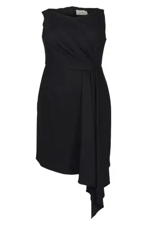 MAYES NYC Adele Draped Asymmetric Sheath Dress - Black