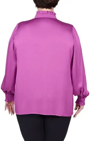 MAYES NYC Torie Ruffle Collar Satin Blouse