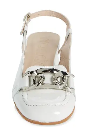 WONDERS Chain Detail Slingback Pumps - White Patent