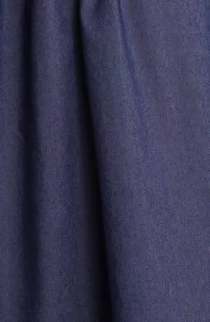 TAHARI ASL Smocked Bodice Denim Midi Dress