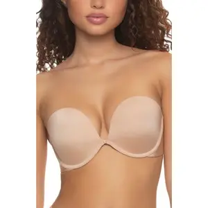 Felina Evolve Underwire Convertible Strapless Push-up Plunge Bra - Warm Neutral