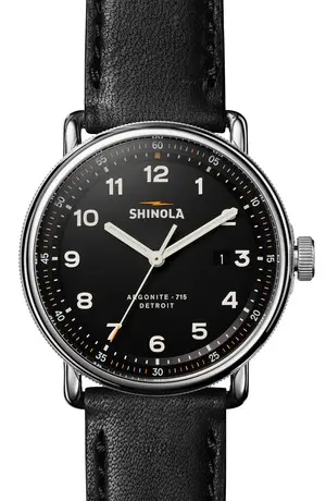 Shinola Shinola The Canfield Leather Strap Watch Black