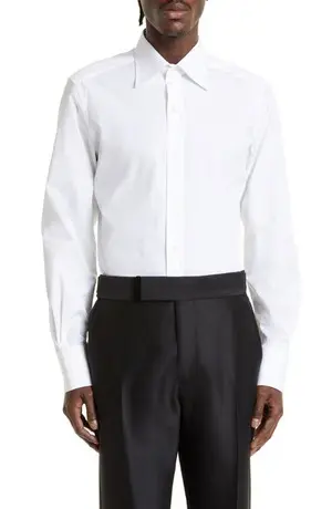 TOM FORD Slim Fit Poplin Button-up Shirt - Optical White