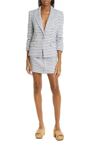 Veronica Beard Ryland Stripe Cotton Blend Dickey Jacket