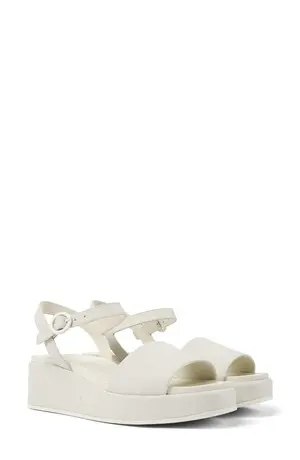 Camper Misia Platform Wedge Sandal White Natural