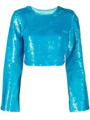 GANNI Sequin-embellished Crop Top