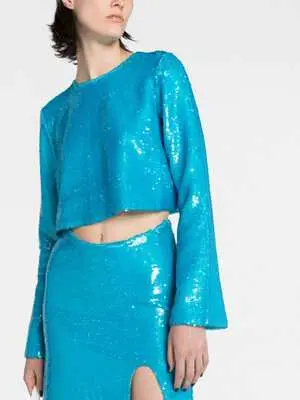 GANNI Sequin-embellished Crop Top