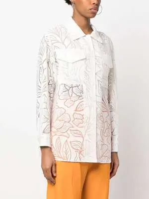 Alberta Ferretti Floral Sheer Shirt - White