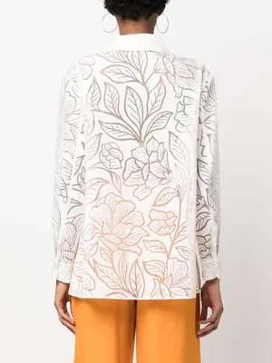 Alberta Ferretti Floral Sheer Shirt - White