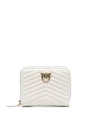 Pinko Logo-plaque Quilted Leather Wallet - Neutrals