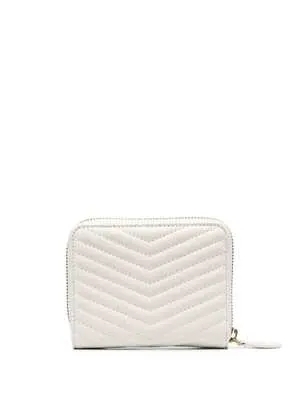 Pinko Logo-plaque Quilted Leather Wallet - Neutrals