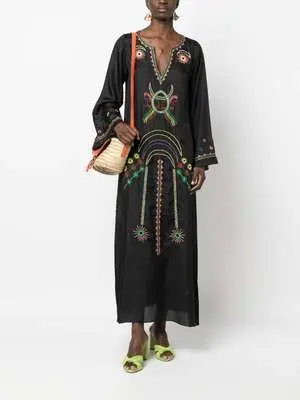 Muzungu Sisters Embroidered Silk Dress