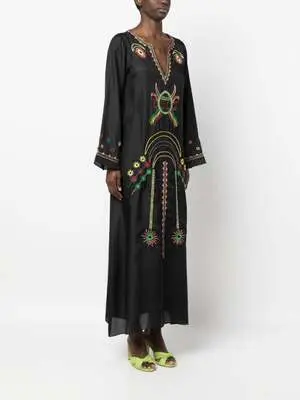 Muzungu Sisters Embroidered Silk Dress