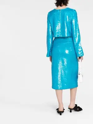 GANNI Sequin-embellished Midi Skirt