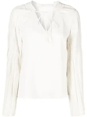 Simkhai Pleated Long-sleeved Blouse