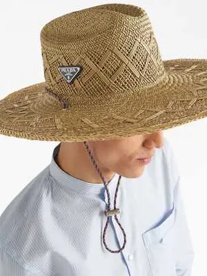 Prada Triangle-logo Woven Straw Hat