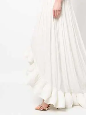 LANVIN Sleeveless Ruffle-hem Dress - White