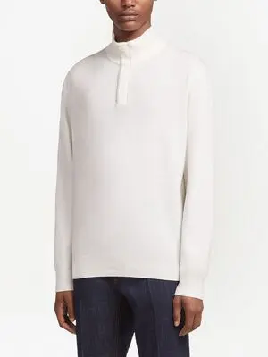Zegna Half-zip Knit Jumper - White
