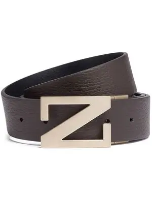 Zegna Grained Leather Reversible Belt - Brown