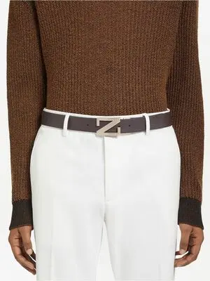 Zegna Grained Leather Reversible Belt