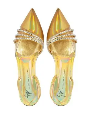 GIUSEPPE ZANOTTI Claralie Rhinestone-embellished Flat Pumps
