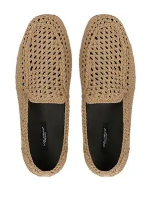 Dolce & Gabbana Woven Leather Slippers - Neutrals