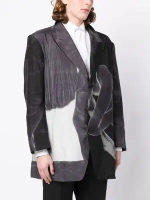 Yohji Yamamoto Graphic-print Single-breasted Blazer