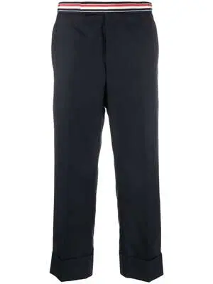 Thom Browne Rwb-waistband Cropped Trousers - Blue