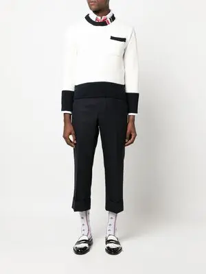 Thom Browne Rwb-waistband Cropped Trousers - Blue