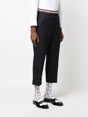 Thom Browne Rwb-waistband Cropped Trousers - Blue