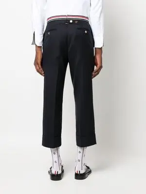 Thom Browne Rwb-waistband Cropped Trousers - Blue