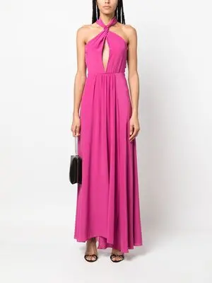 Patrizia Pepe Long Cut-out Silk Dress