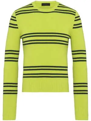Prada Striped Lambswool Jumper - Green