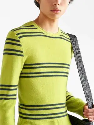 Prada Striped Lambswool Jumper - Green