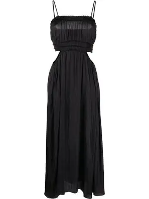 Maje Pleated Cut-out Midi Dress - Black