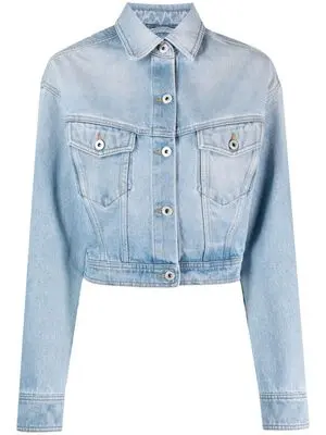 Off-White Cropped Denim Jacket - Blue
