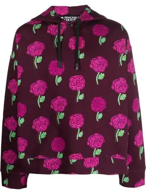 Versace Rose-print Cotton Hoodie