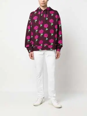 Versace Rose-print Cotton Hoodie
